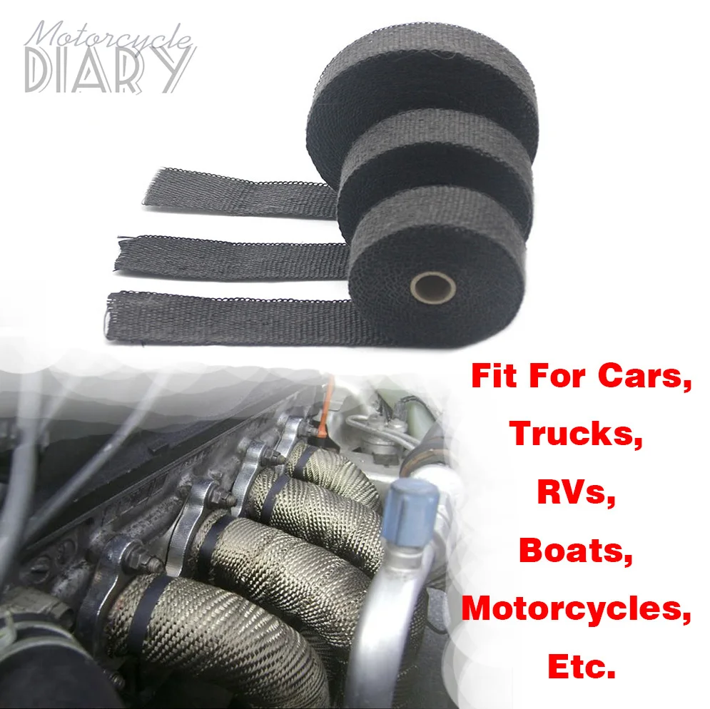 5M-10M-5cm-Width-Heat-Exhaust-Thermo-Wrap-Shield-Protective-Black-Tape ...