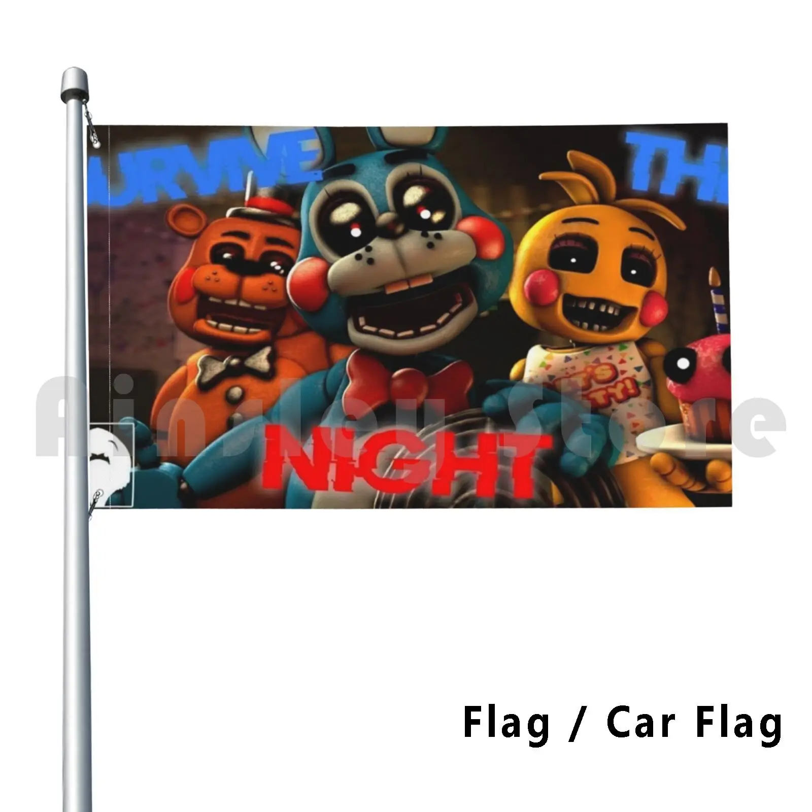Fnaf Flag Car Flag Funny Fnaf Fivenights Game Horror Scary Jumpscare ...