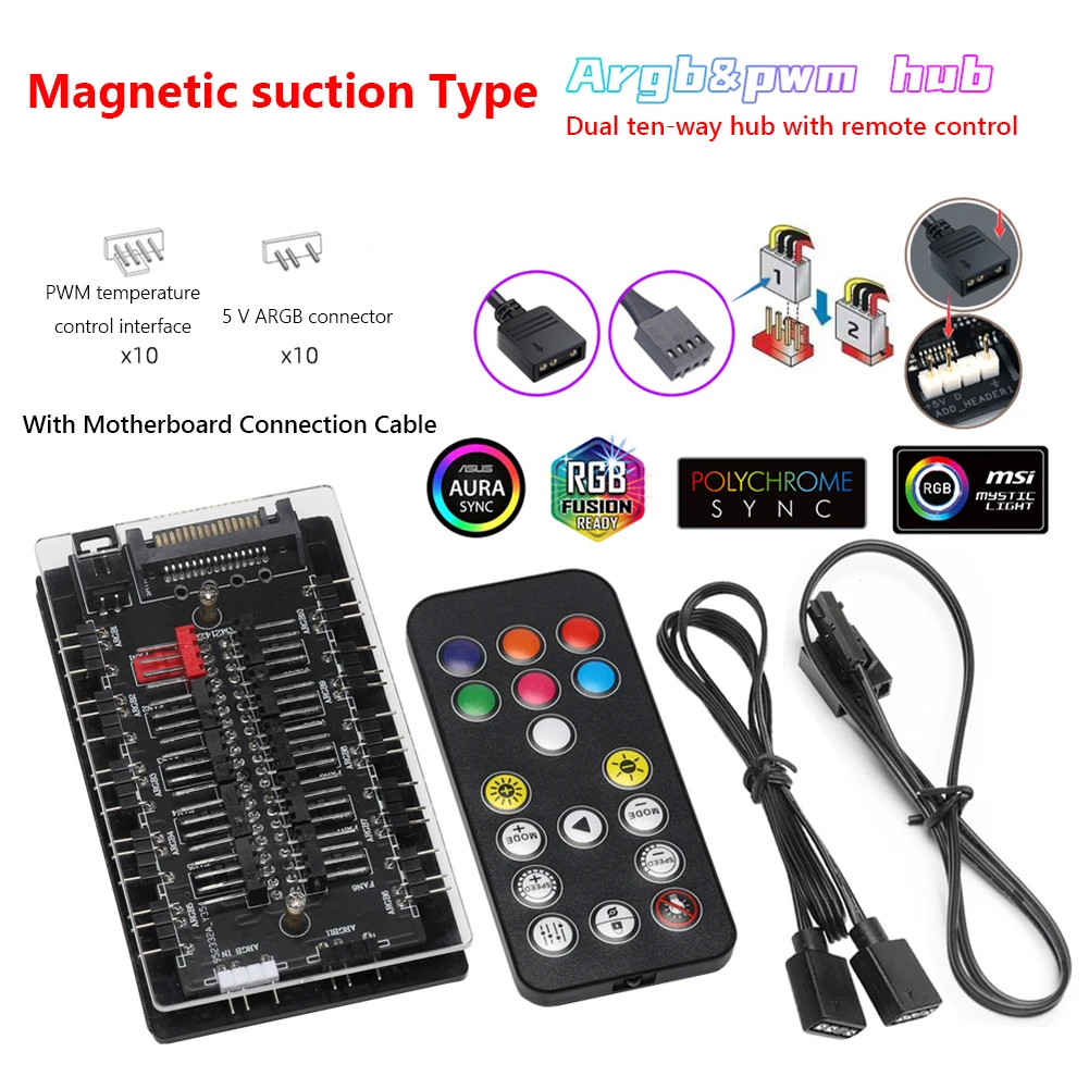 5V-3Pin-ARGB-RGBW-Cabo-ASUS-AURA-SYNC-RGB-10-Hub-Splitter-SATA-Cabo-de ...