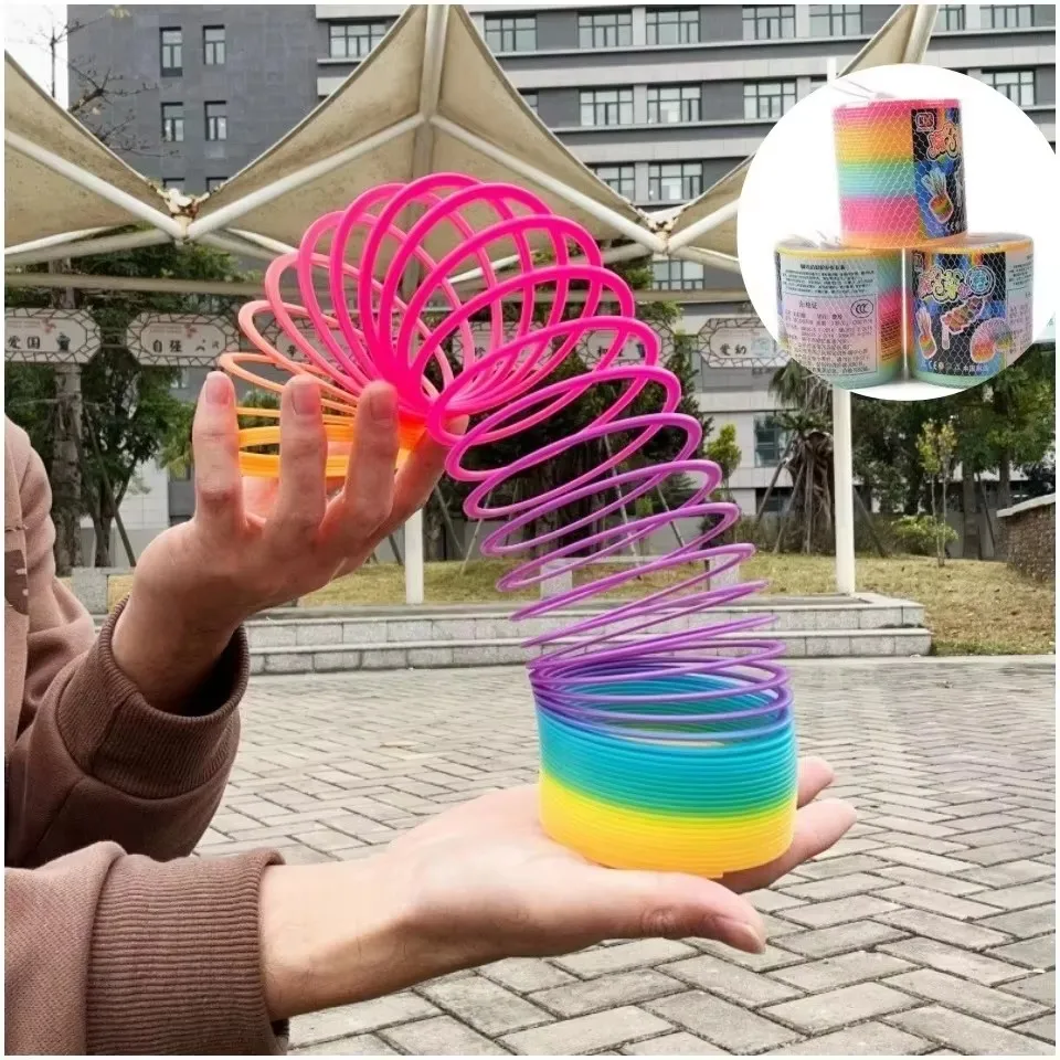 Folding Rainbow Circle Spring Coil Fidget Toy Colorful Funny Stress ...