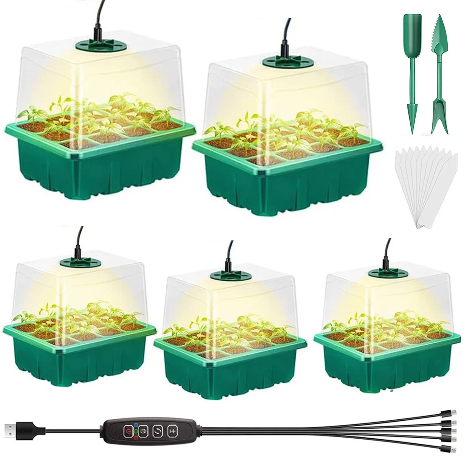 Full-Spectrum-LED-Grow-Light-Seedling-Trays-Seed-Starter-12-Holes-Per ...