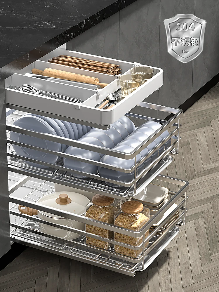304-stainless-steel-pull-basket-kitchen-cabinet-narrow-mini-cabinet ...