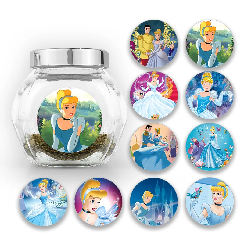 Disney-Cinderella-Princess-Cartoon-Round-Stickers-Labels-Childrens ...