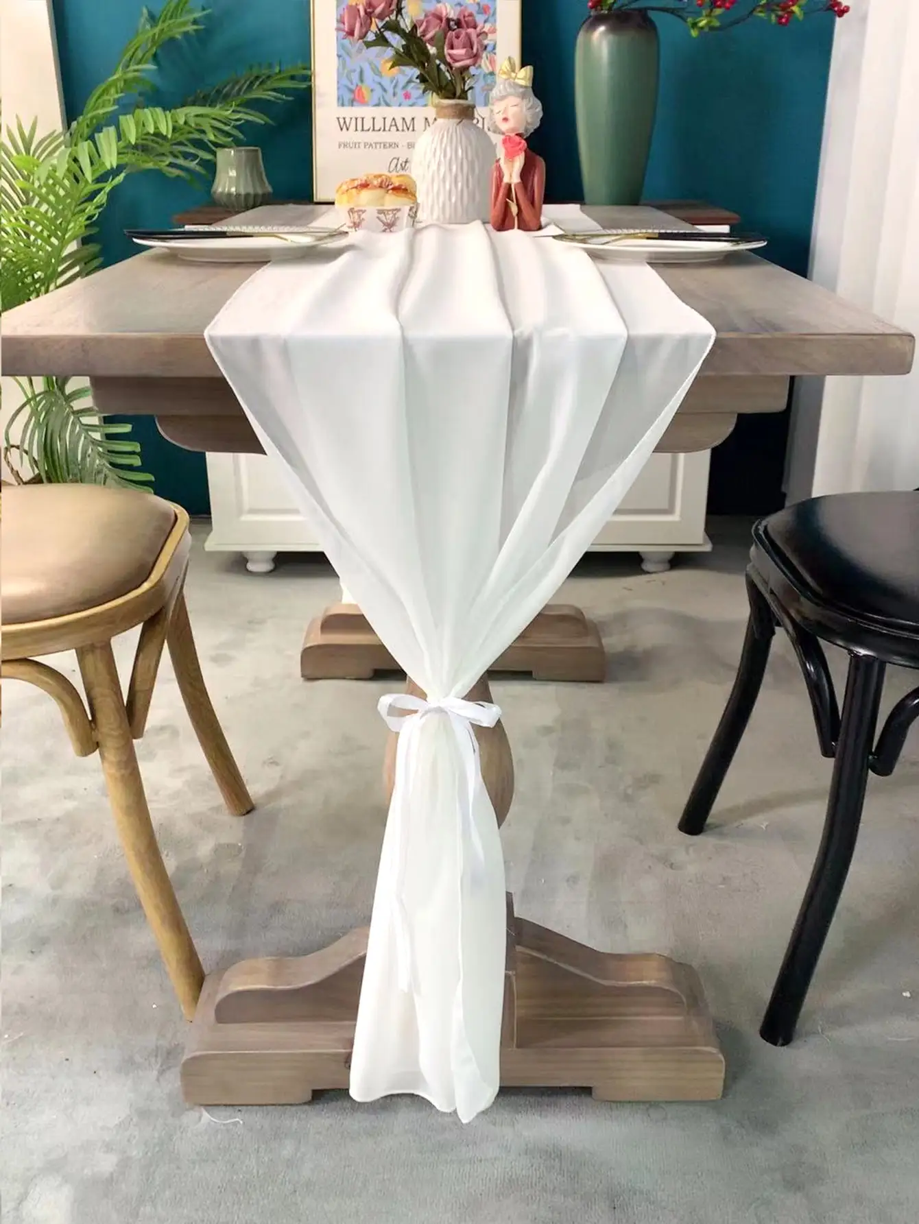 White Chiffon Table Runner for Wedding - White Table Runner, Sheer ...
