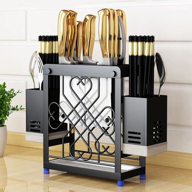 Stainless-Steel-Knife-Holder-With-Cutlery-Box-Large-Kitchen-Cleaver-Santoku-Japanese-Knives-Rack ...