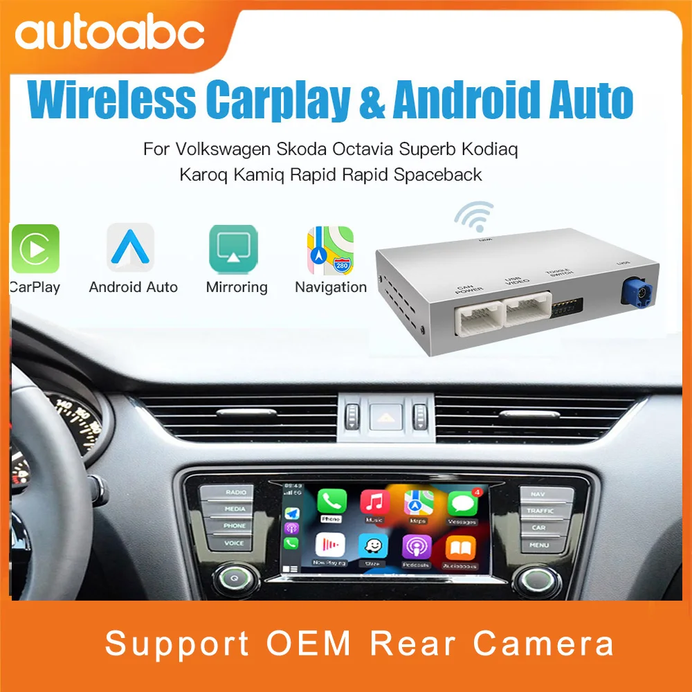 Wireless Carplay Android Auto Tech Box pour For VW Touran Skoda Octavia ...