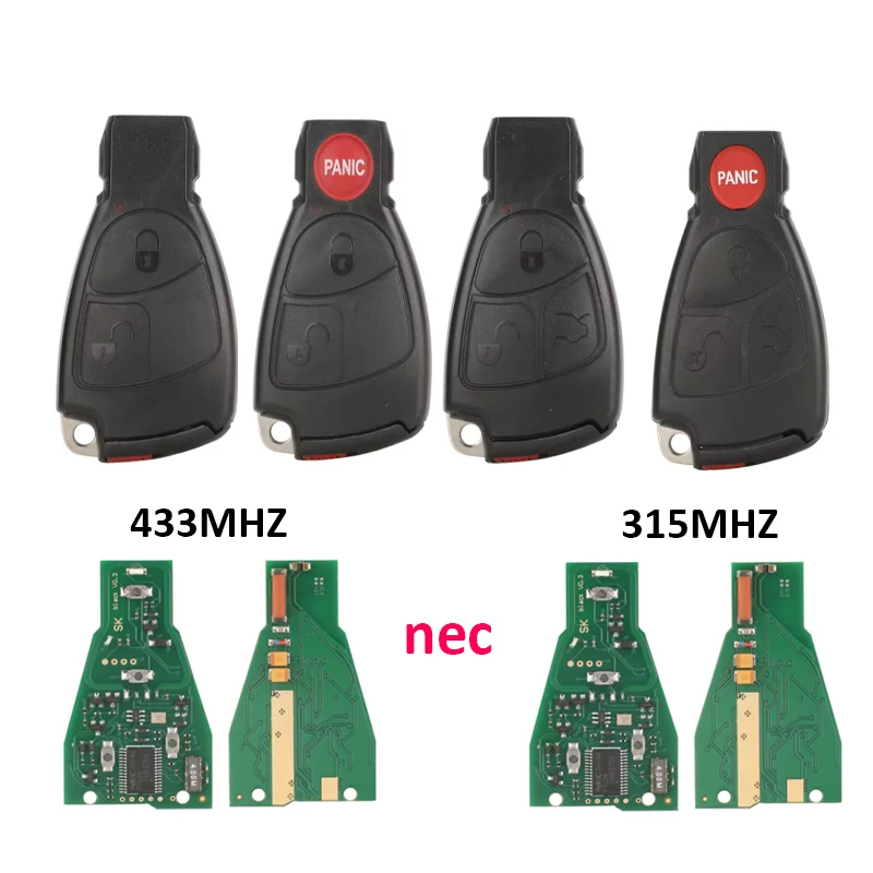 433Mhz 315Mhz Car Key Fob Remote for Mercedes Benz NEC B C E ML S CLK ...