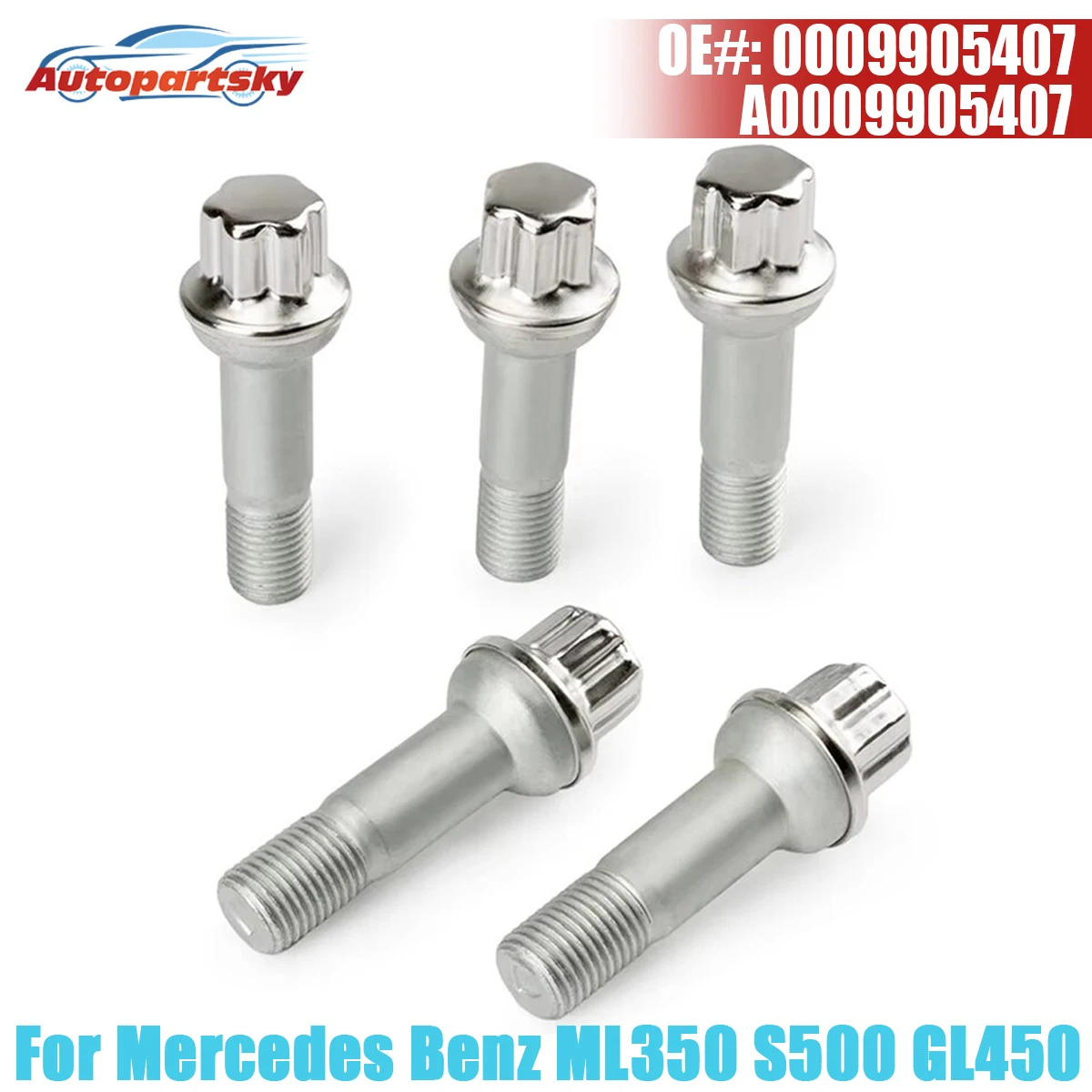 5PCS-Wheel-Lug-Bolts-Nuts-0009905407-For-Mercedes-Benz-ML350-S500 ...