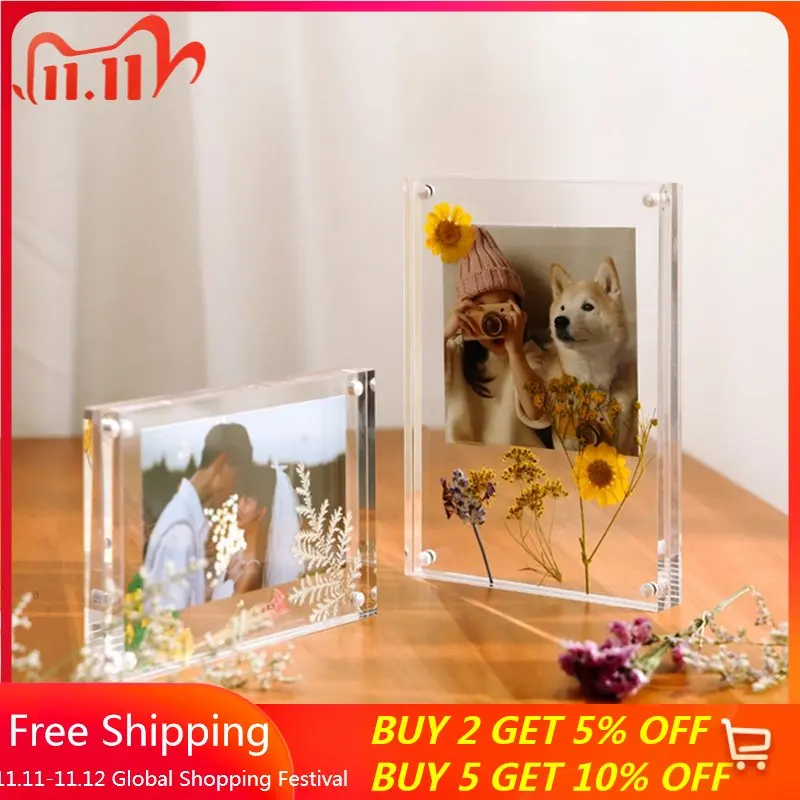 Transparent Acrylic Display Board Magnetic Double Sided Photo Frame ...