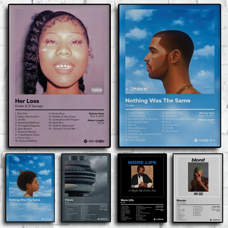 M-sica-cl-sica-moda-est-tica-arte-pared-rapero-lbum-de-la-portada-Drake ...