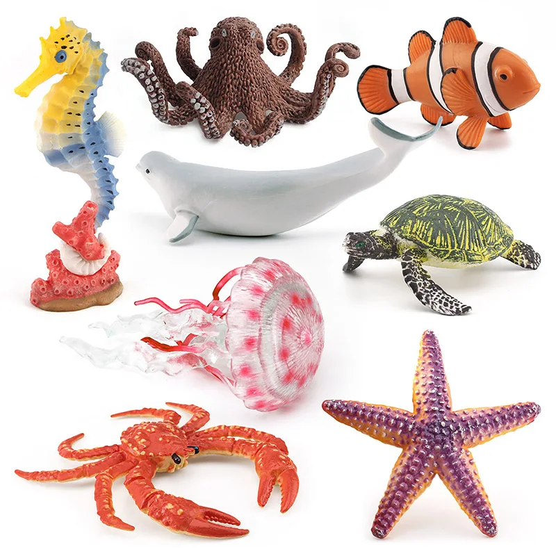 Ocean-animal-model-Little-white-whale-clown-fish-octopus-starfish-pink ...