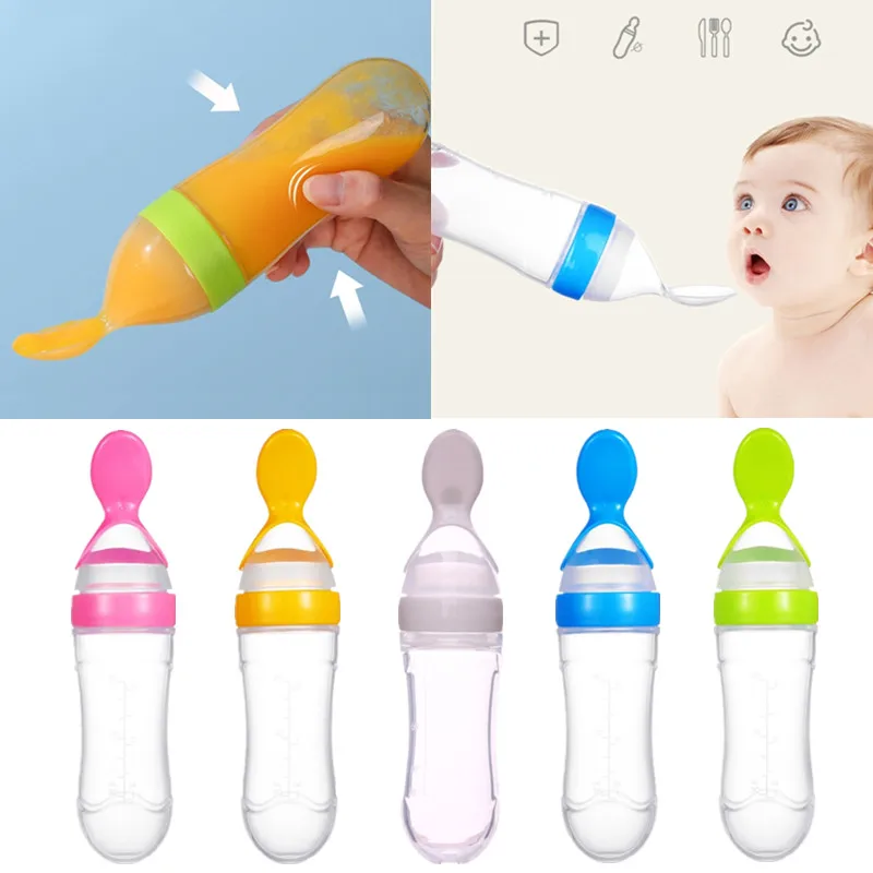 Food-Grade-Silicone-Baby-Squeeze-Self-Feeding-Spoon-Bottle-Feeder ...