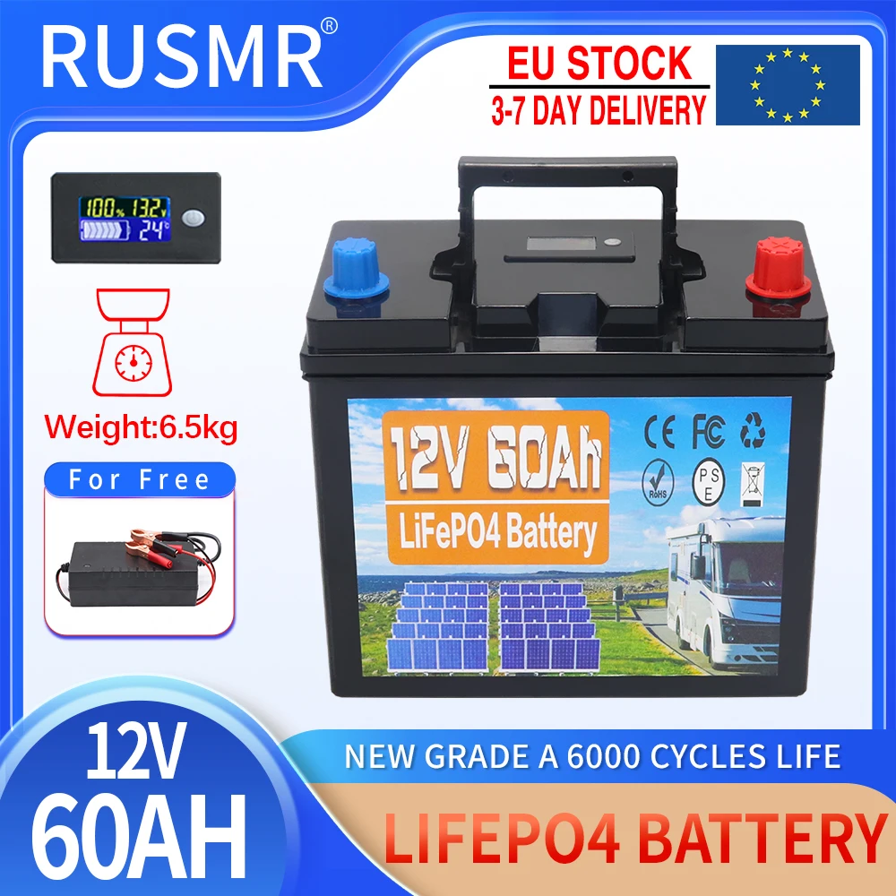 12V-60Ah-LiFePO4-Battery-Built-in-BMS-Lithium-Iron-Phosphate-Cell-5000 ...