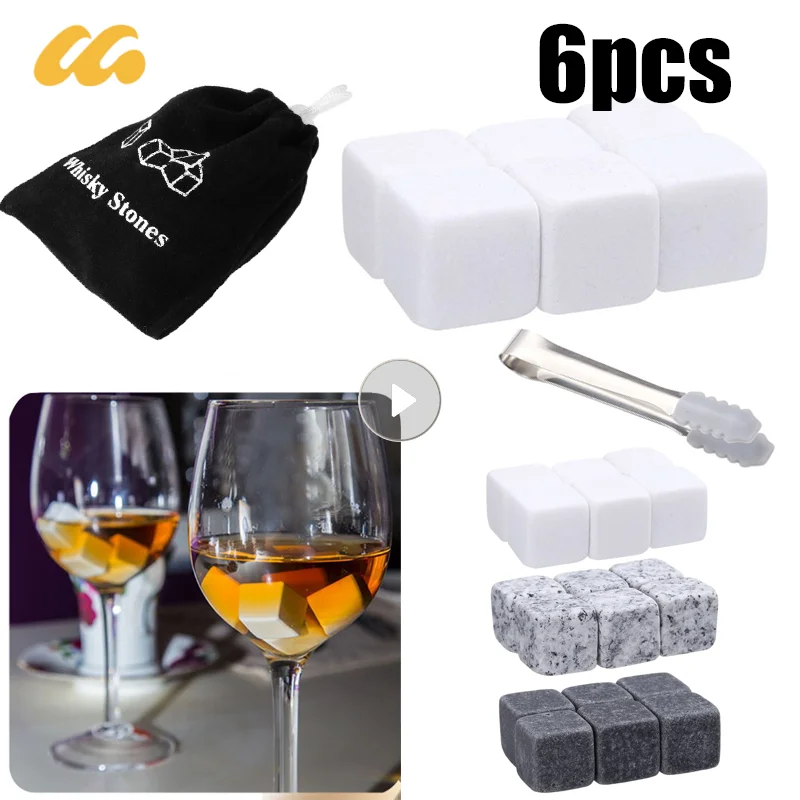 6pcs-Whiskey-Stones-Sipping-Ice-Cube-Cooler-Reusable-Whisky-Ice-Stone ...