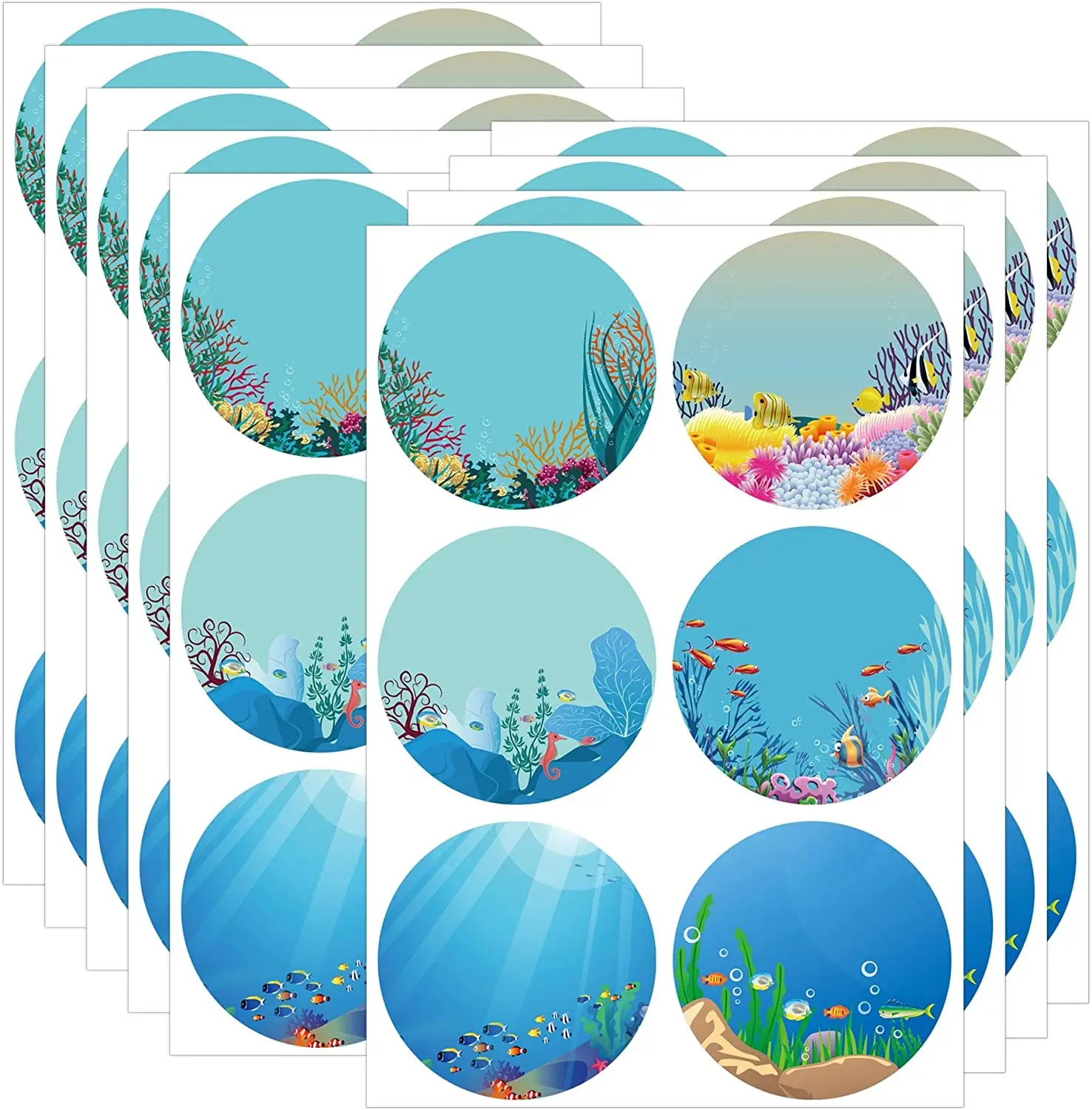 2-Inch-Ocean-Themed-Name-Gift-Tag-Stickers-Ocean-Theme-Birthday-Party ...