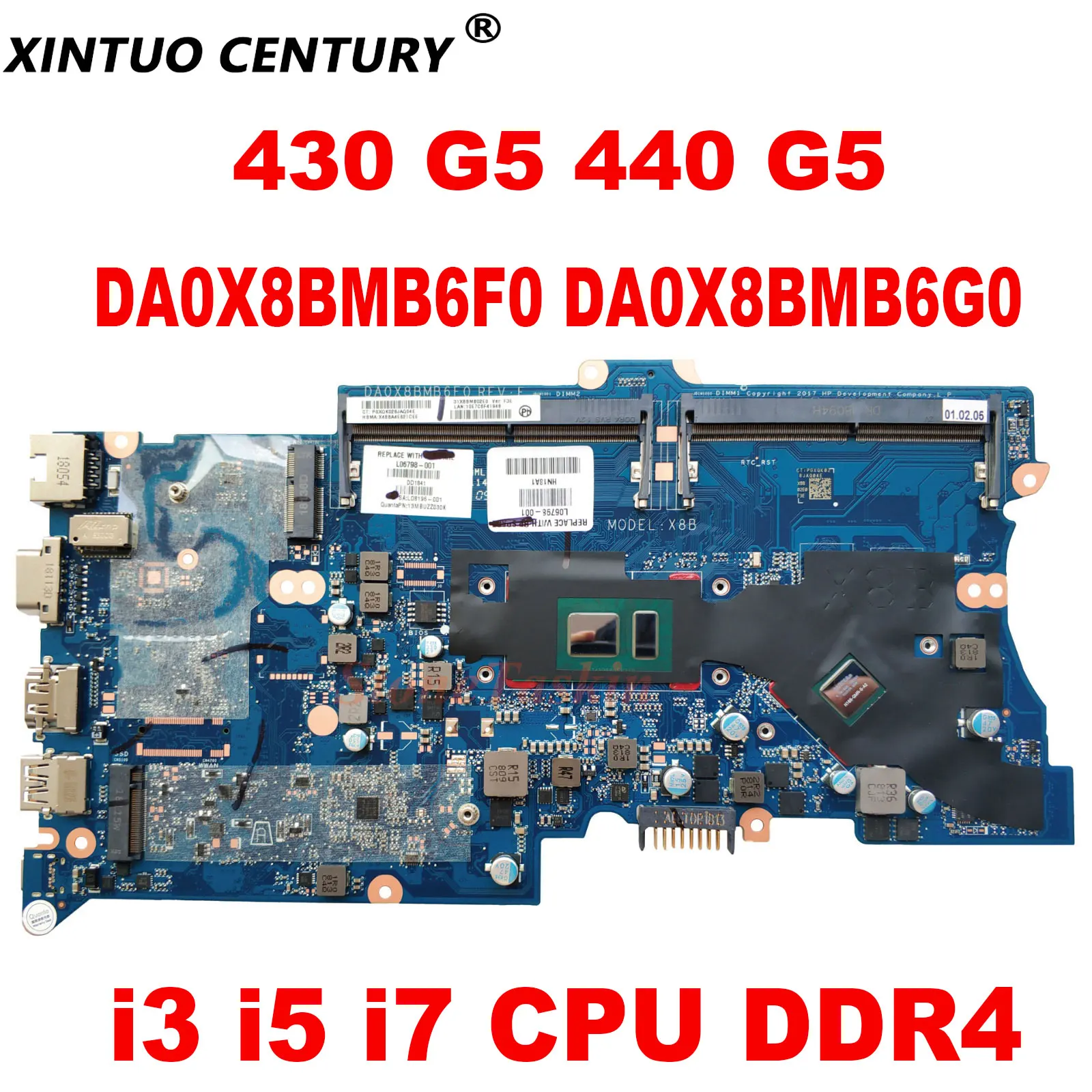For HP ProBook 430 G5 440 G5 Laptop Motherboard DA0X8BMB6F0 DA0X8BMB6G0 ...