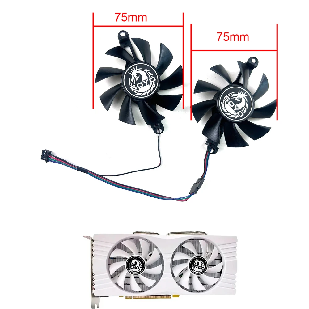 New 75mm 4pin graphics card replacement fan SOYO RX 580 GPU fan for ...