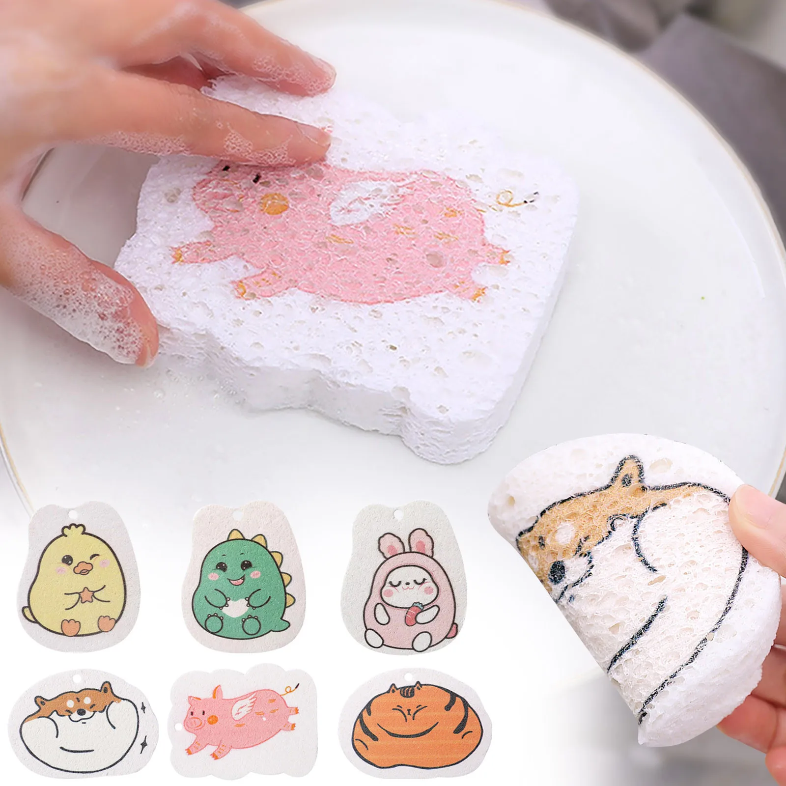 Cartoon-Kitchen-Dishwashing-Sponge-Cute-Cleaning-Sponges-Double-Sided ...