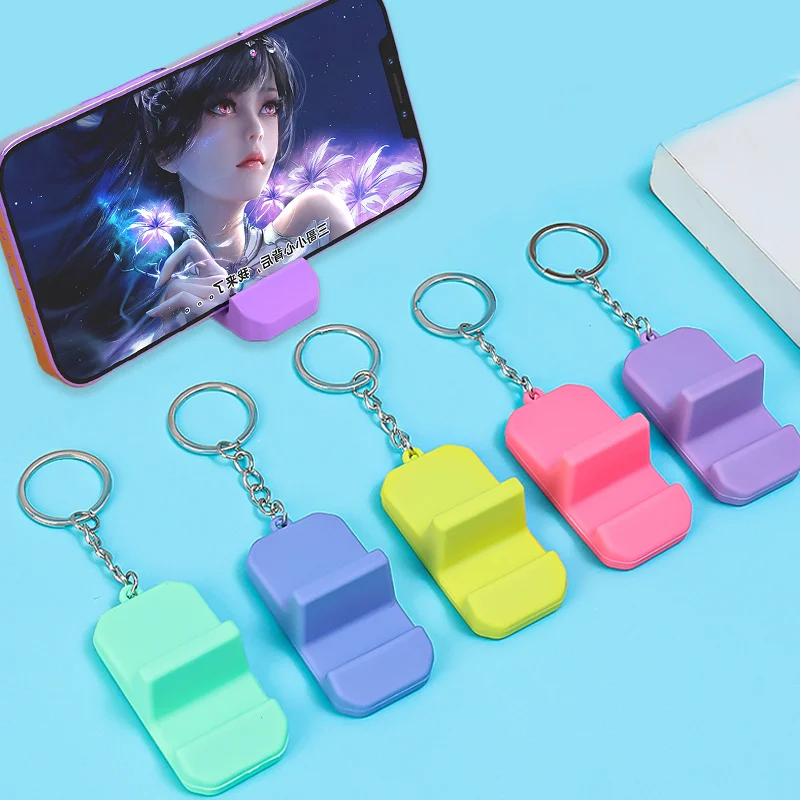 Portable-Mobile-Phone-Holder-Stand-Keychain-Pendant-Creative-Keyring ...