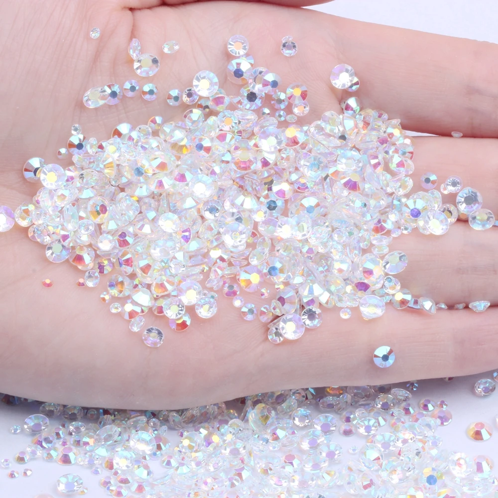 Resin Rhinestones 500/1000pcs 2-6mm And Mixed Sizes Clear Ab Round ...