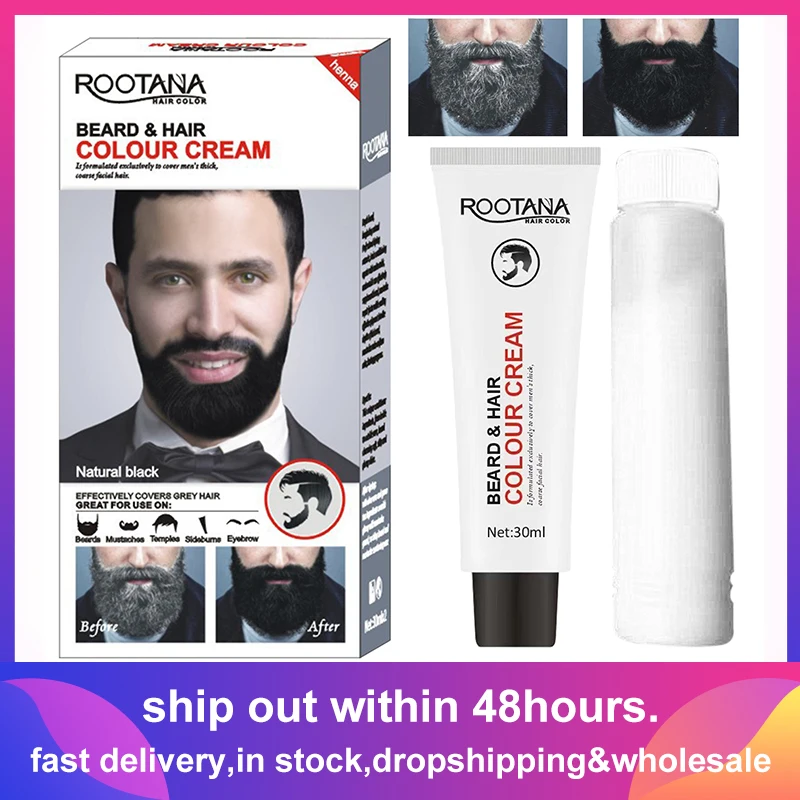 New-2Pcs-Men-Efficient-Beard-Black-Dye-Tint-Cream-Mustache-Semi ...