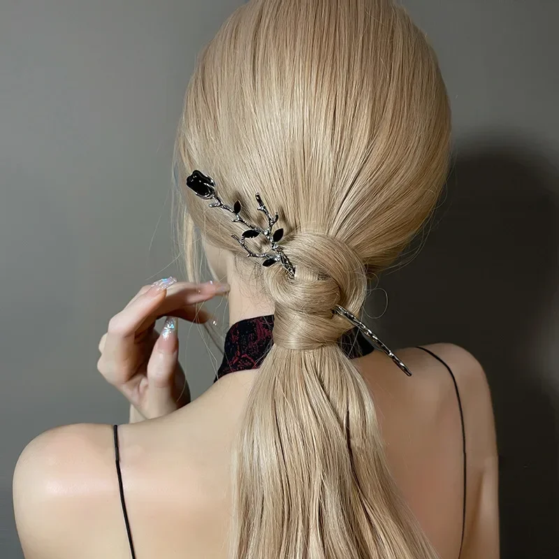 2024-Vintage-Rose-Flower-Hair-Sticks-for-Women-Simple-Metal-Diy ...