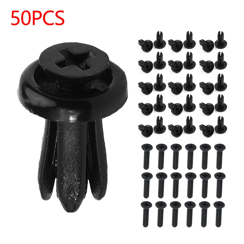 50Pcs Car Nylon Clips Fastener 5mm Black Side Boards Bumpers Fenders ...