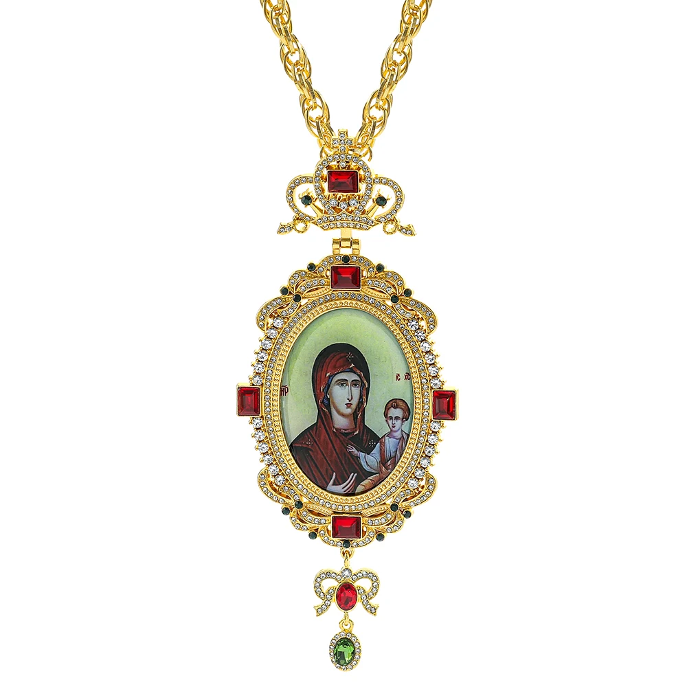 Gold-Color-Catholic-Orthodox-Pectoral-Cross-Necklace-Crown-Religious ...