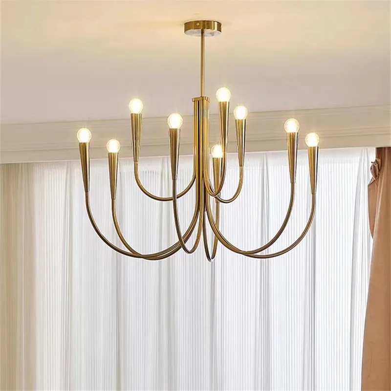 Retro-Style-Swoop-Arm-Chandelier-Living-Room-Luxury-American-black-and ...