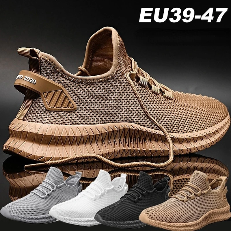 Zapatos de malla transpirables para hombre, zapatillas ligeras de talla grande, calzado para ...