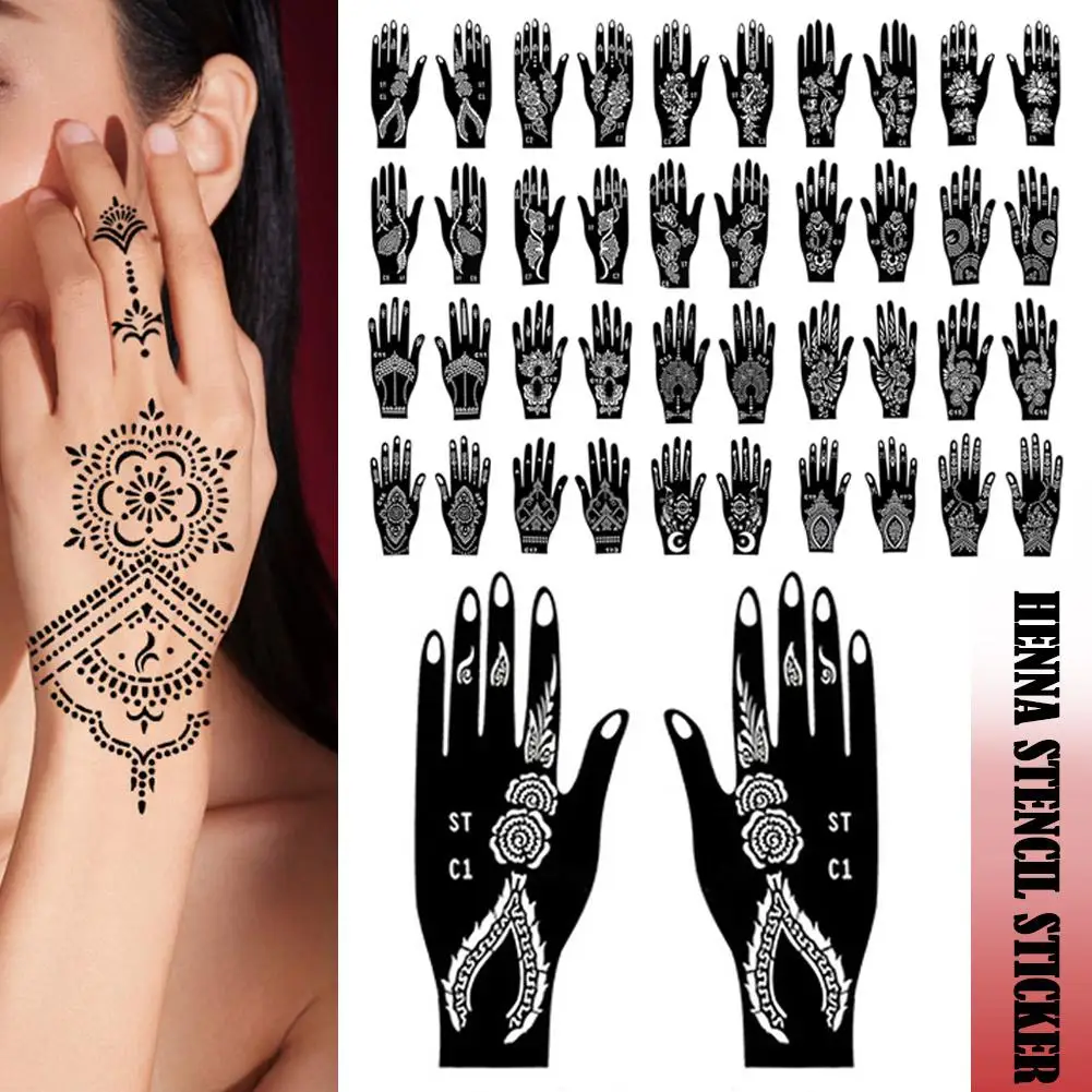 Professional-Henna-Stencil-Temporary-Hand-Tattoo-Body-Painting-Kit ...