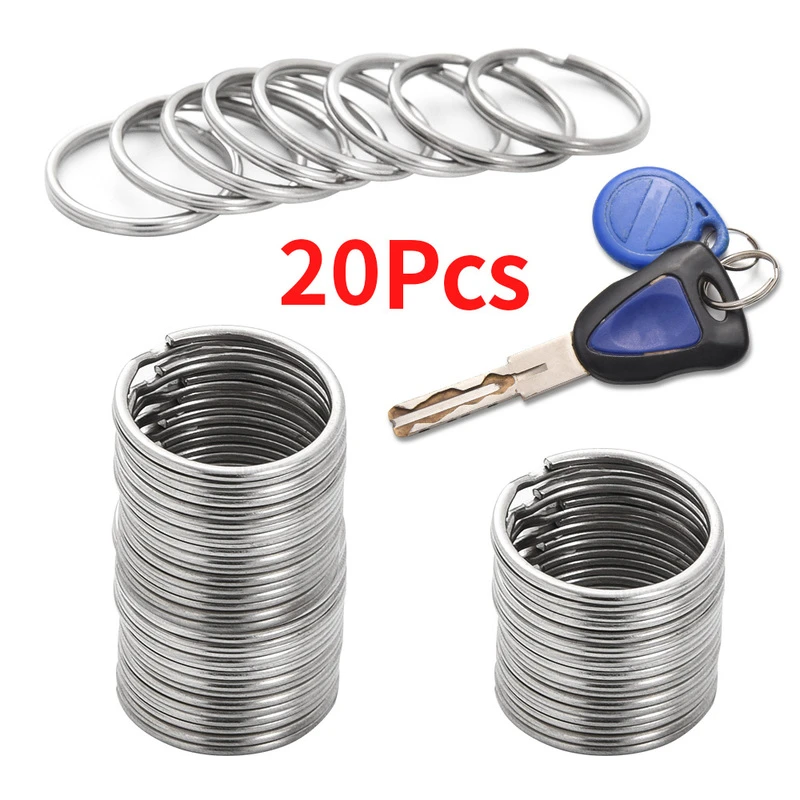 20pcs 40pcs Polished Silver Color Keyring Stainless Steel Hole Key Ring ...