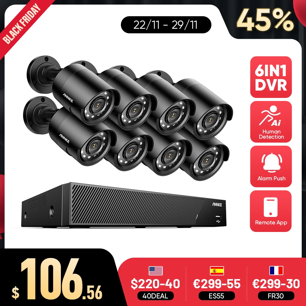 Annke 8ch 5mp Dvr Cctv Surveillance System 4/8pcs 1080p 2.0mp Security ...