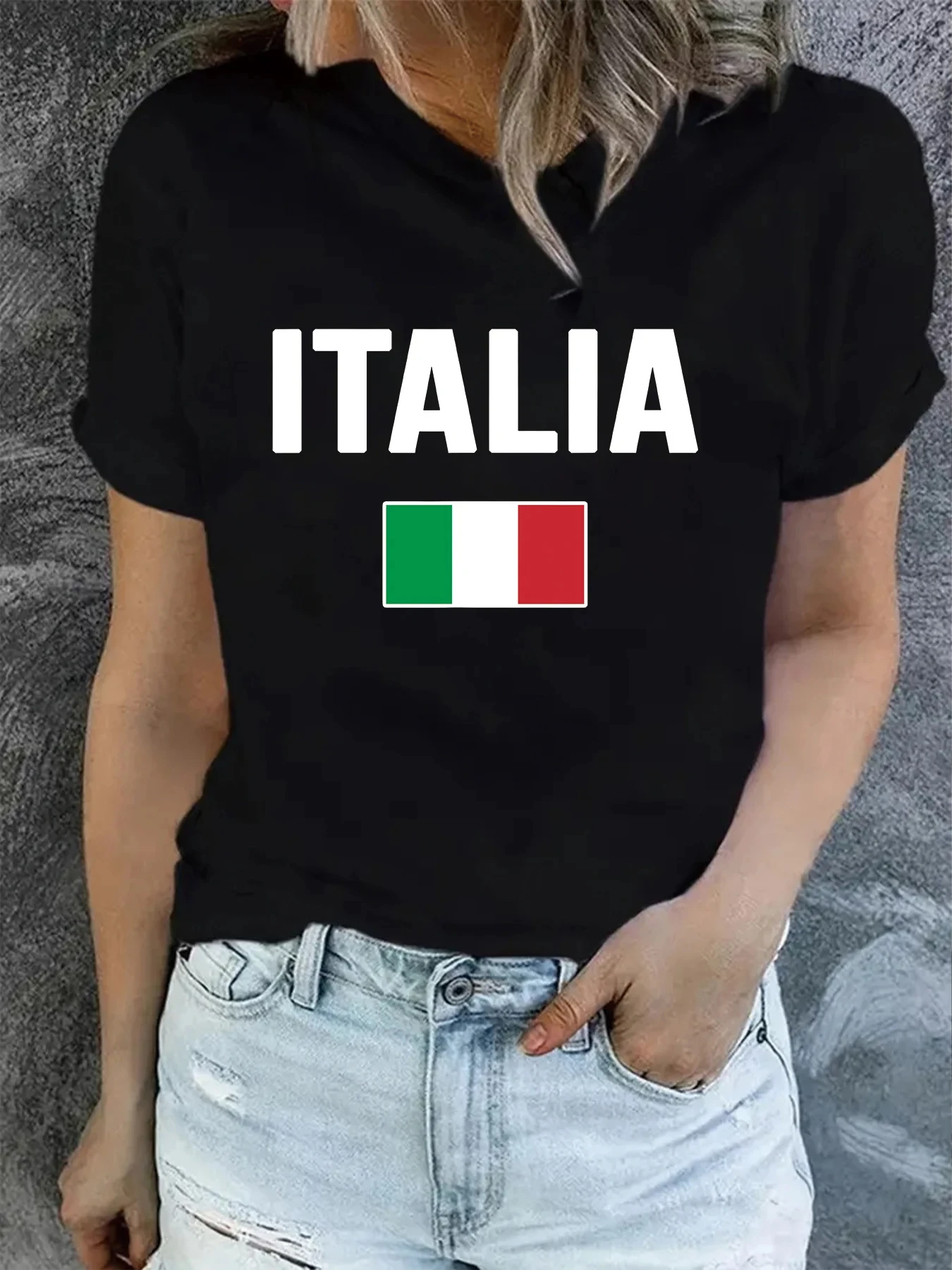 Italian-flag-print-creative-design-women-s-T-shirt-top-summer-round ...