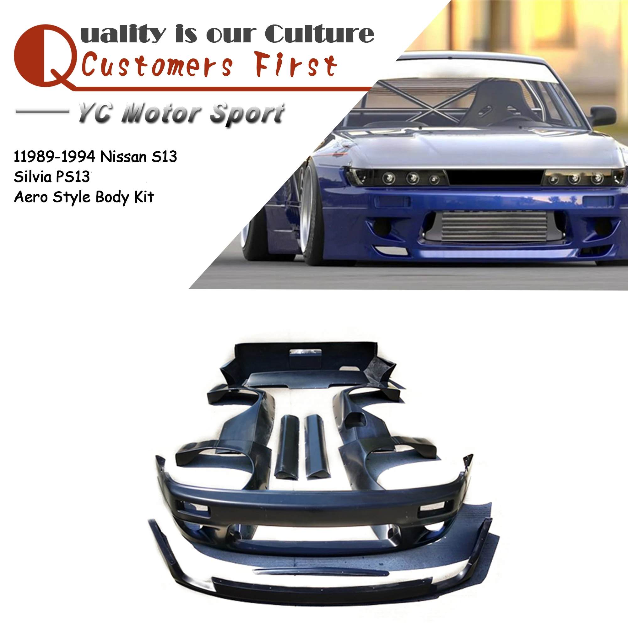 FRP Fiber Glass PS13 Bodykit Fit For 1989-1994 S13 Silvia PS13 Aero RB ...