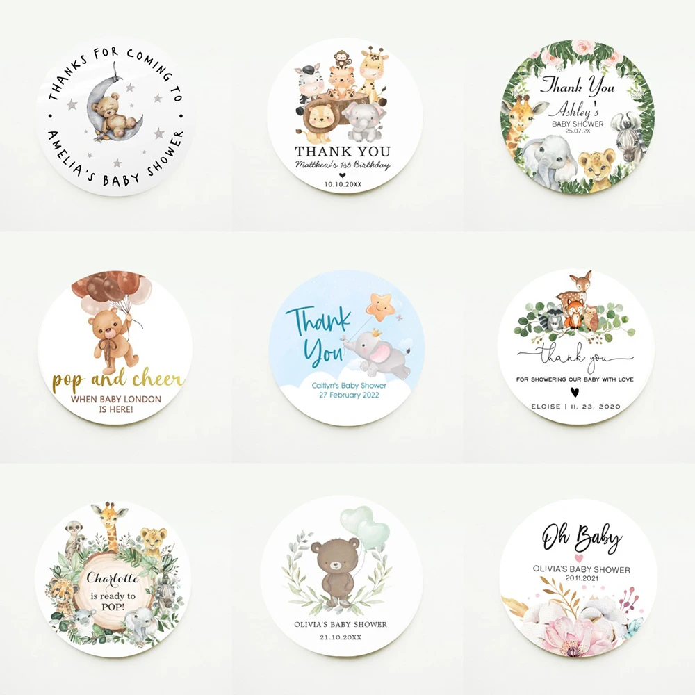 Personalized-Welcome-Stickers-for-Baby-Shower-Thank-You-Circle-Boy-Girl ...