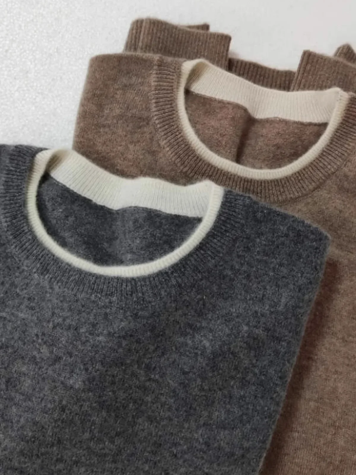 Women's Round Neck Pure Cashmere Sweater Autumn and Winter Pullover ...