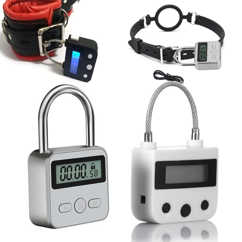 BDSM USB Rechargeable Digital Time Lock Bondage Restraints Timer Switch ...