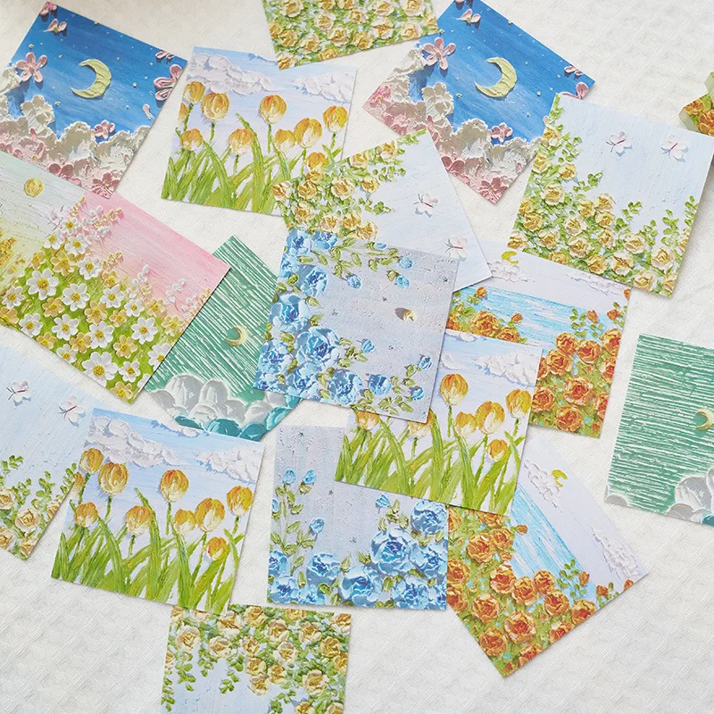 100 Pieces Painting Memo Pad Spring Diary Series Popular Oil Painting ...