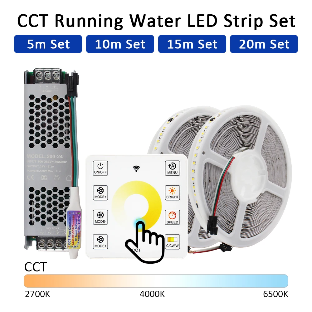 Running Water Flowing LED Strip Light SMD2835 8mm DC24V Dual White Flex ...