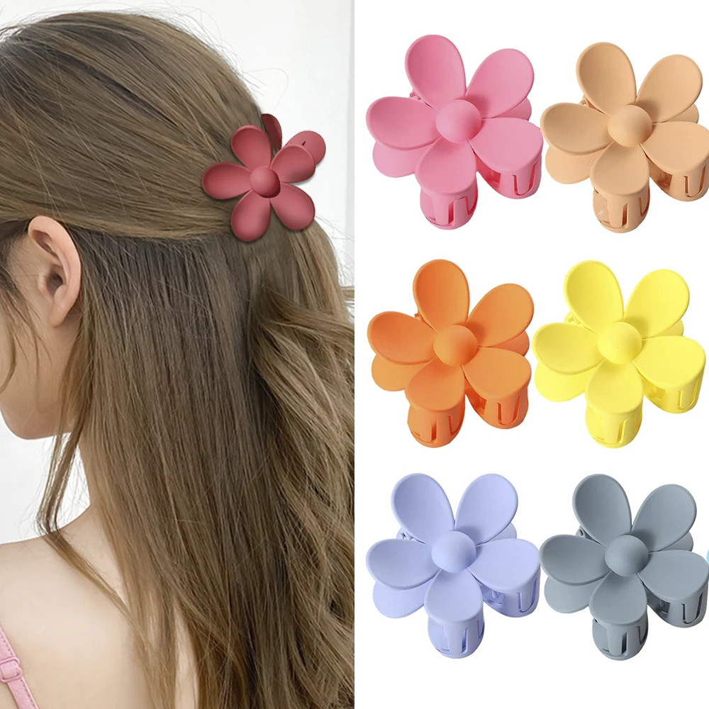 Hair-Claw-Clips-Matte-Flower-Hair-Clips-Large-Claw-Thick-Hair-Big-Cute ...