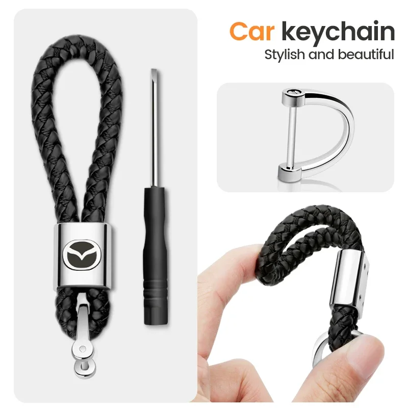 Key Chain 3D Metal+Leather Car Emblem Keyring For Mazda 3 2 6 Atenza ...