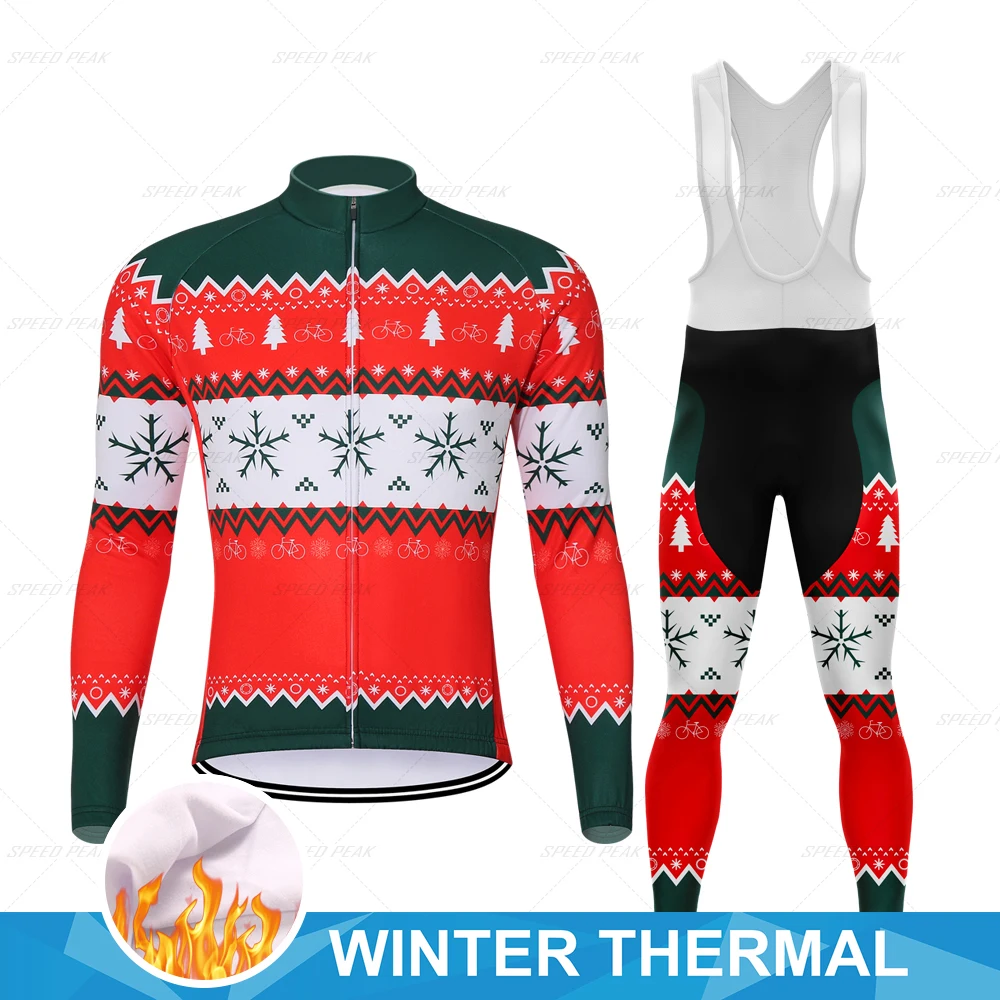 SPEED-PEAK-Cycling-Jersey-Winter-Men-Christmas-Red-Anti-static-Long ...