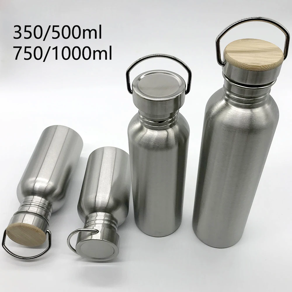 Portable Stainless Steel Water Bottle With Handle 1000ml/500ml/350ml Sports Flasks Travel ...
