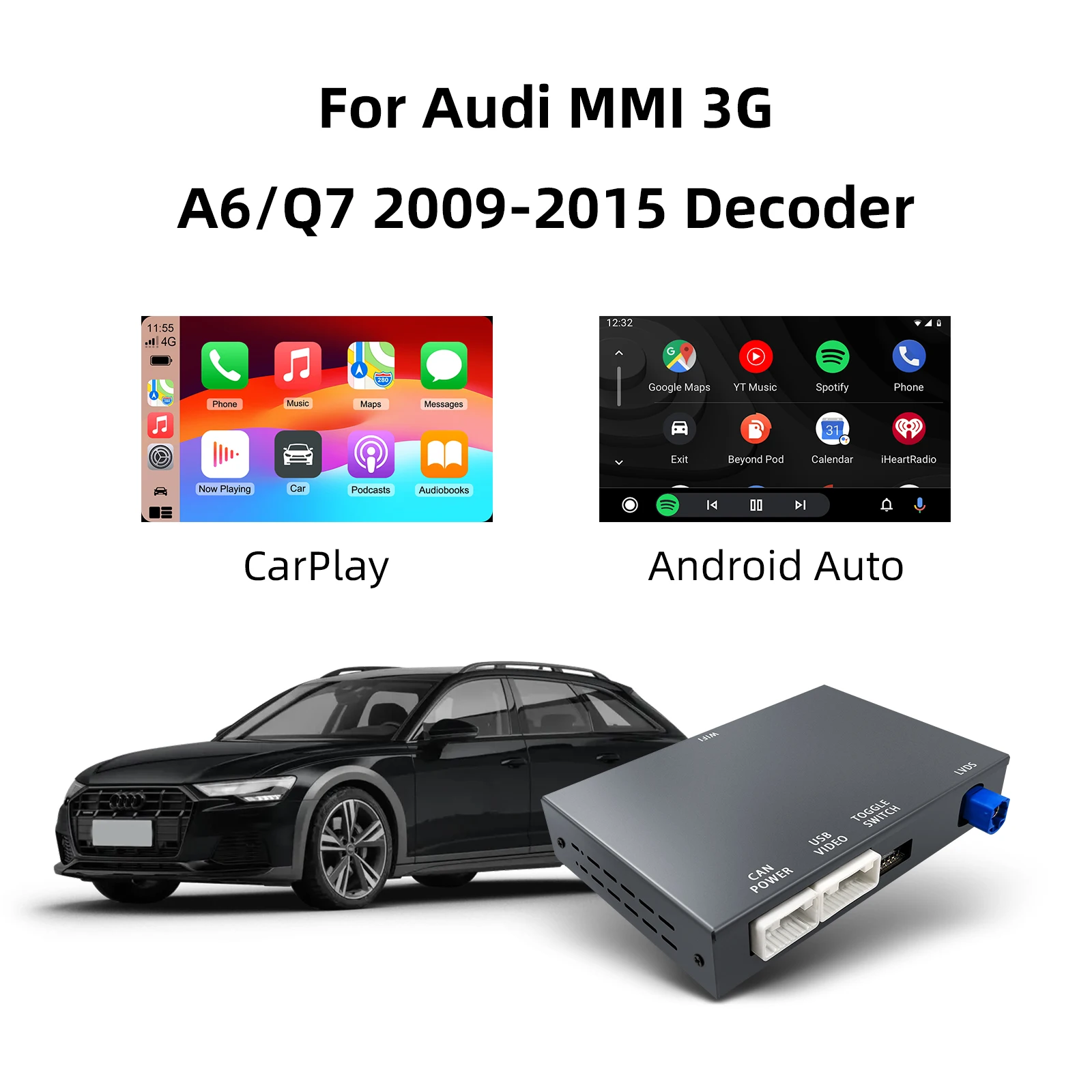 OEM Screen Upgrade Decoder Box for Audi A6 Audi Q7 2009-2015, 6.5"/7 ...