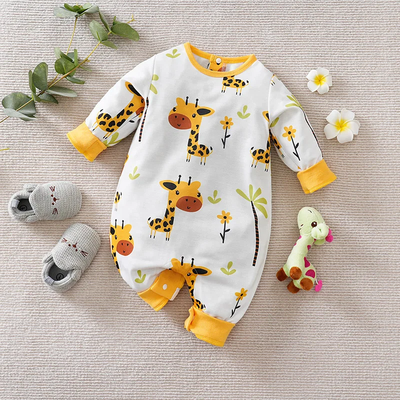 Full Print Cute Giraffe bodysuit 0-18Months Boys and Girls Baby Long ...