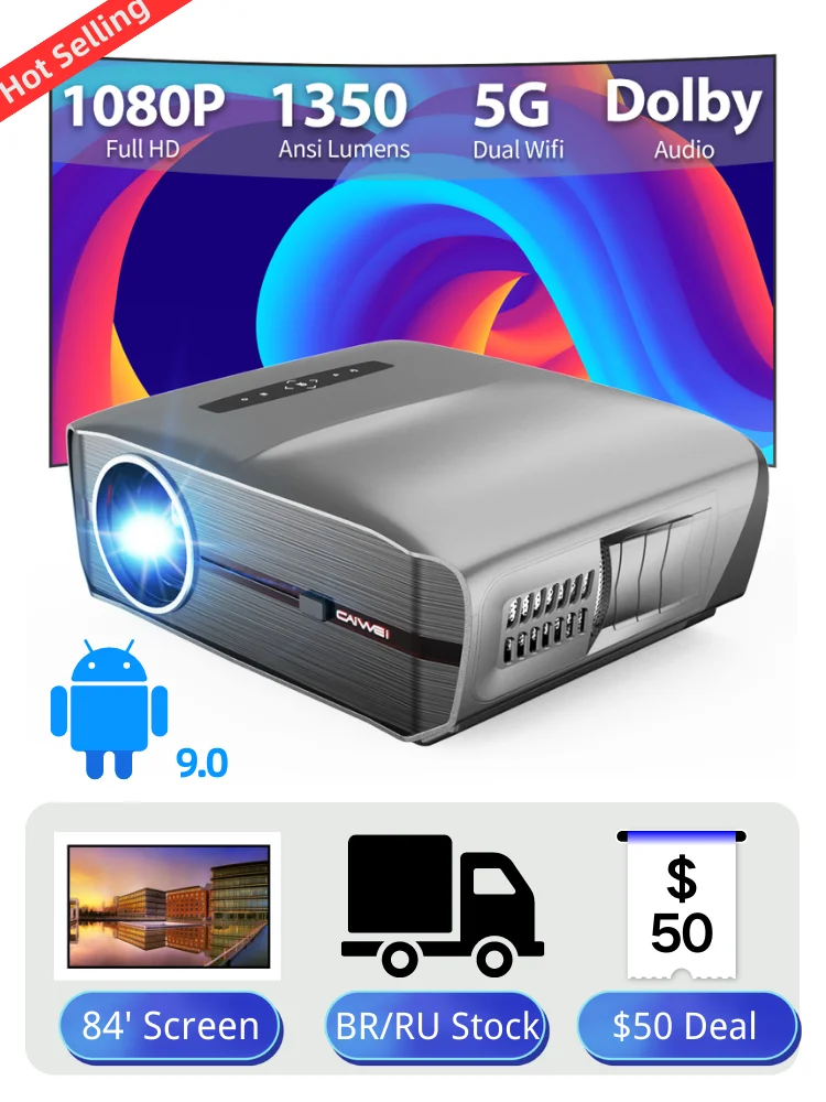 Upgrade A15 4K Projector LED Smart Android Wifi Home Theater for Full ...
