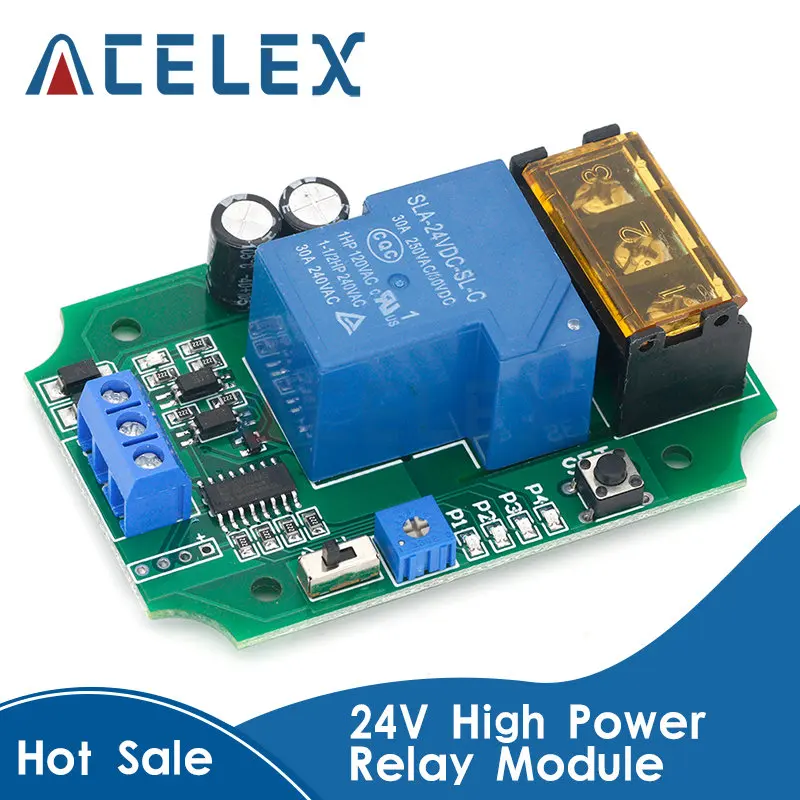 24V-High-Power-Relay-Module-Self-locking-Delay-Power-Off-Switch-On-and ...