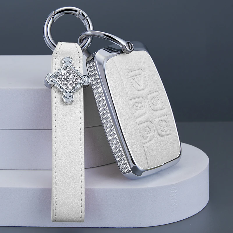 Diamond-Leather-Car-Smart-Remote-Key-Fob-Case-Cover-For-Jaguar-XF-XJ ...