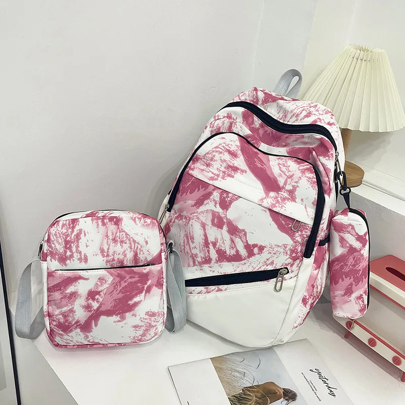 2023 Chinese style tie-dyed backpack for teenagers Boys girls 3-piece ...